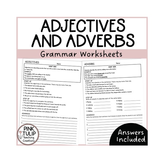 Adjectives And Adverbs Worksheet Elementary