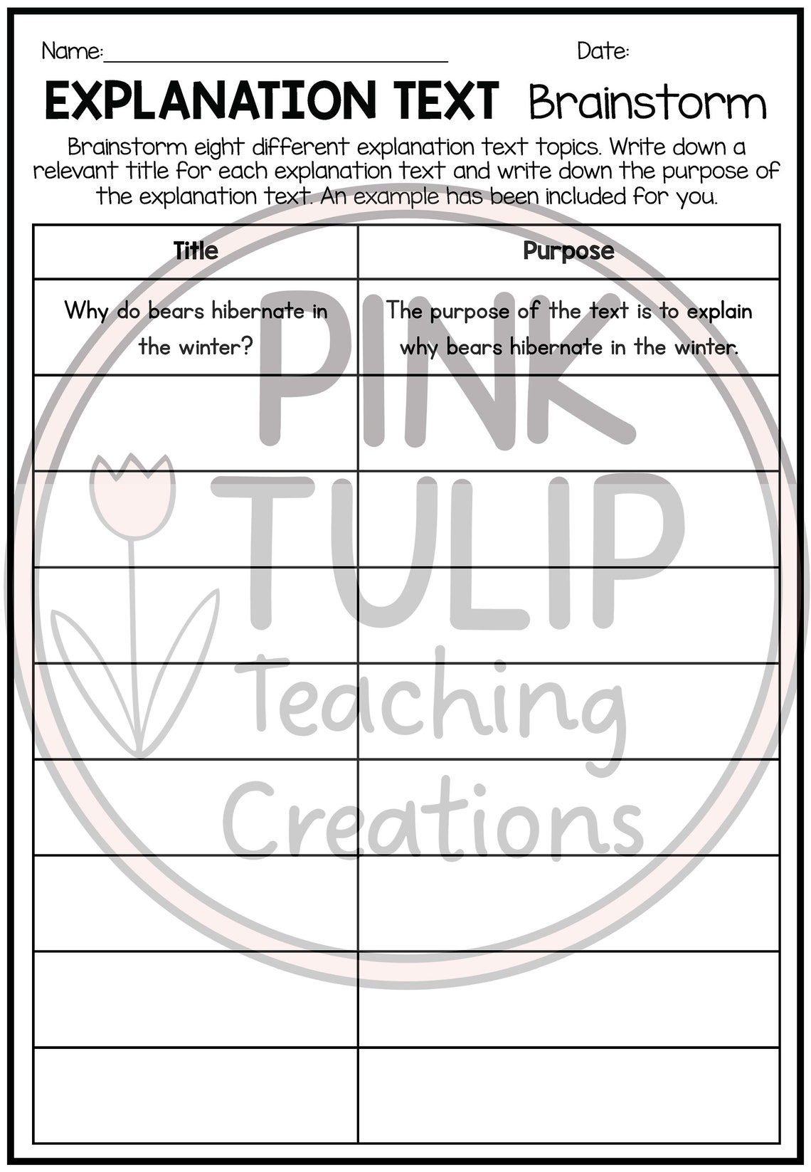 Explanation Writing - Brainstorm and Introduction Worksheets - Etsy