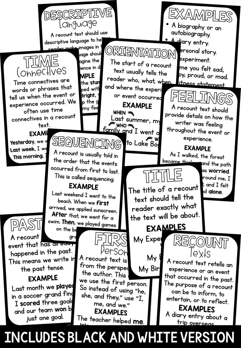 Recount Text Posters - Classroom Decor - Etsy