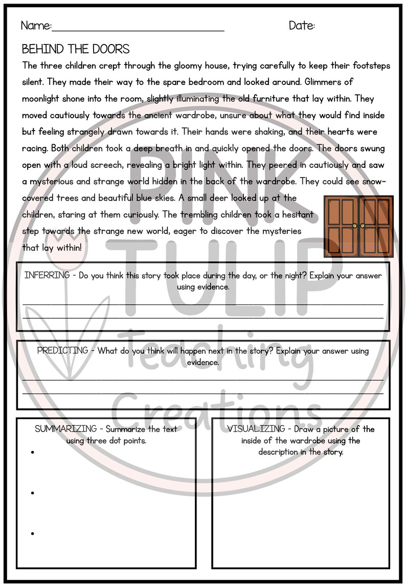 Comprehension Worksheets - Reading Strategies Set #8 - Etsy