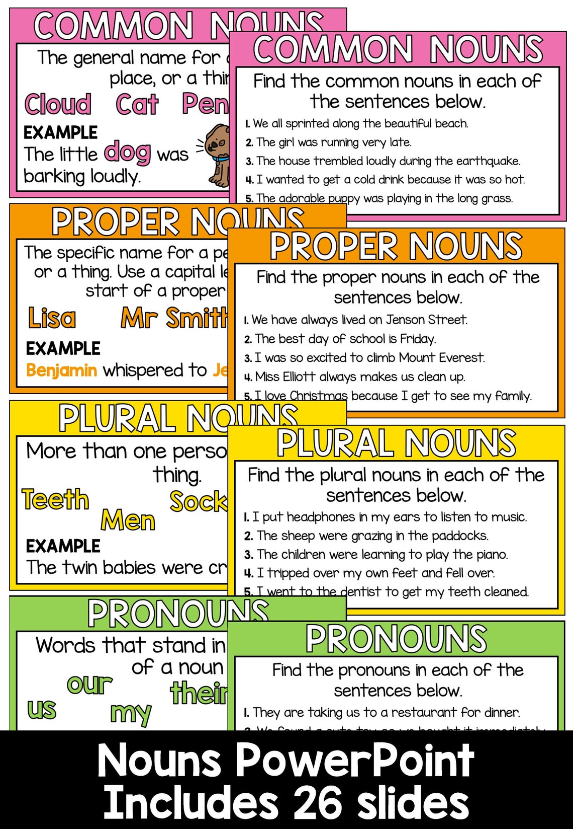 Types of Nouns Bundle Worksheet Pack and Guided Teaching - Etsy Australia