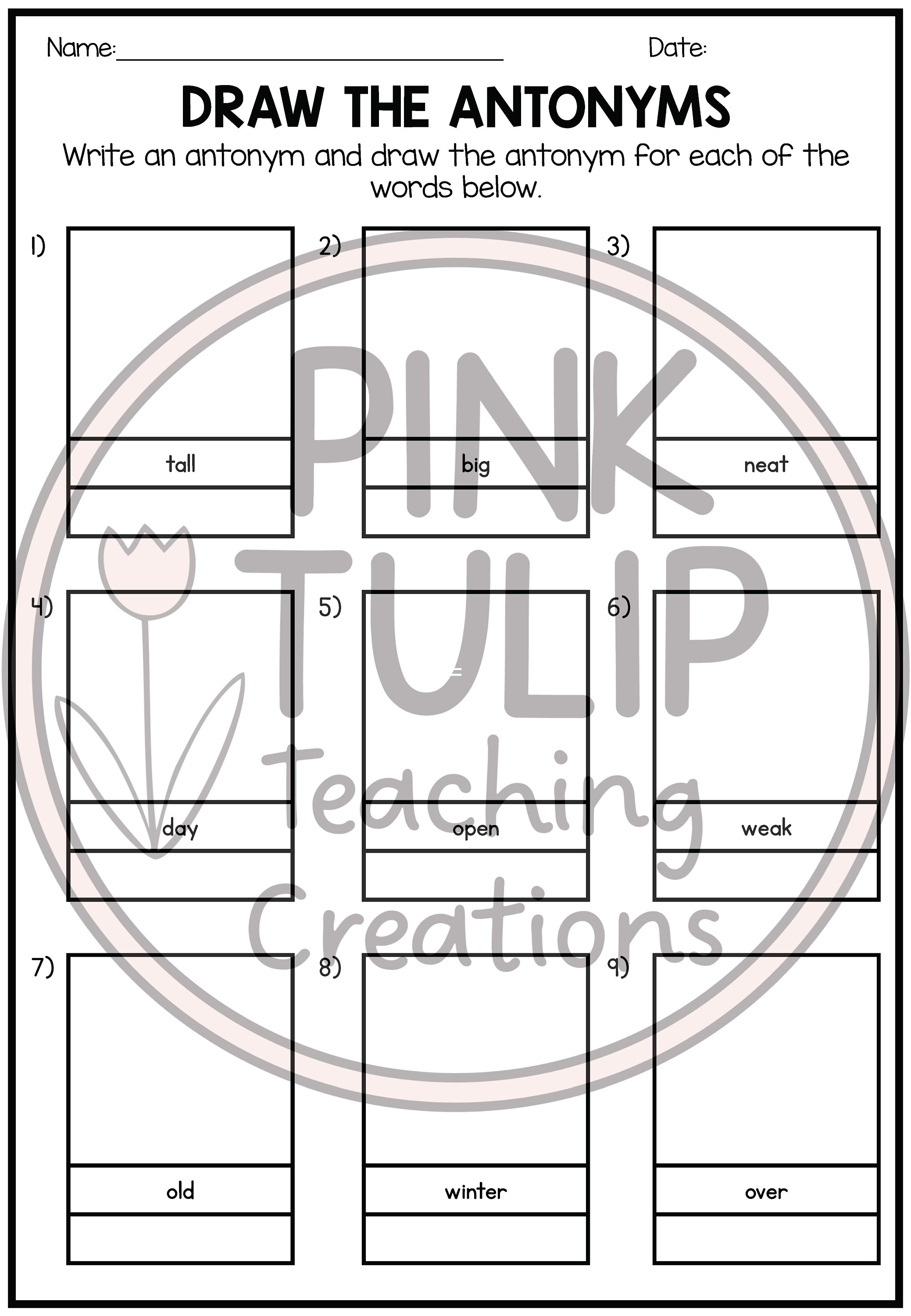 Antonyms Worksheet Pack No Prep Printables With Answers - Etsy