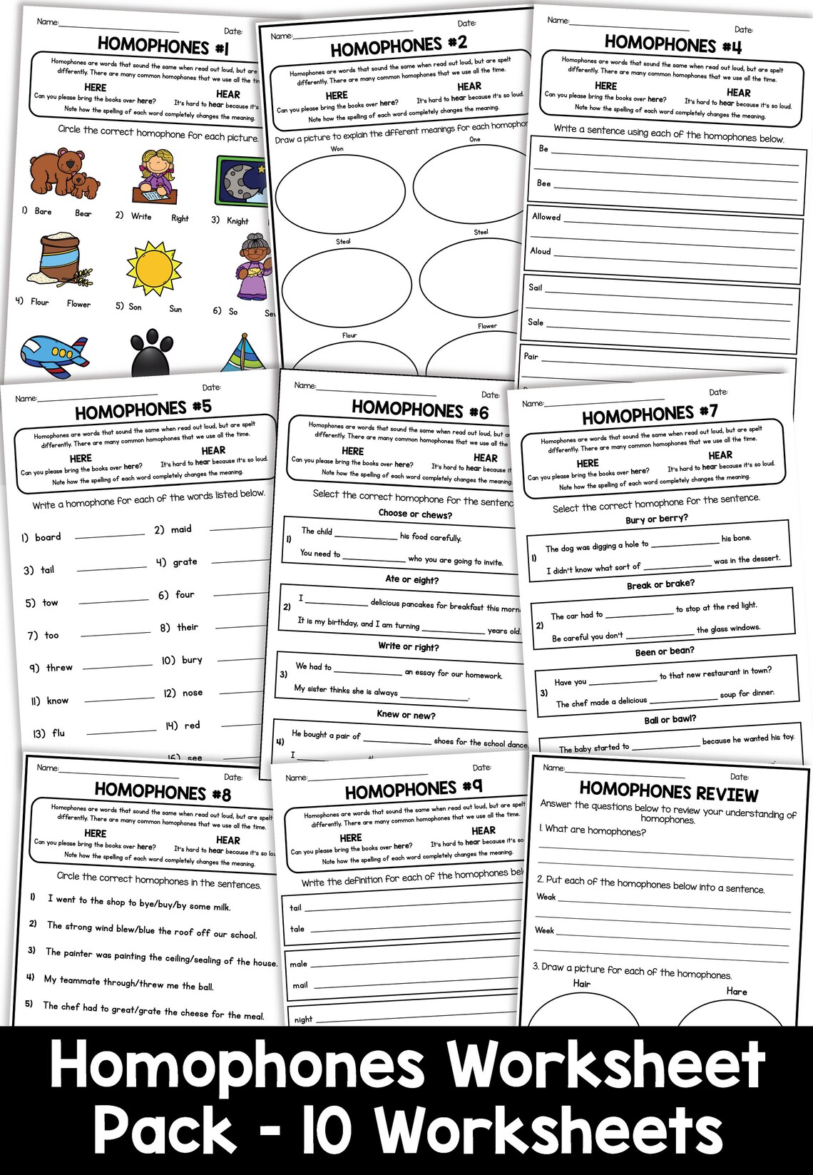 Homophones Bundle - Worksheet Pack and Guided Teaching Powerpoint - Etsy