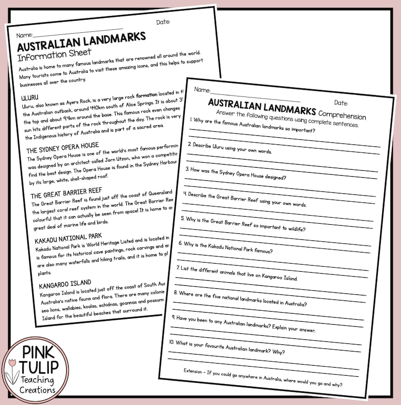 Australian Geography - Learning Activity Pack - Etsy