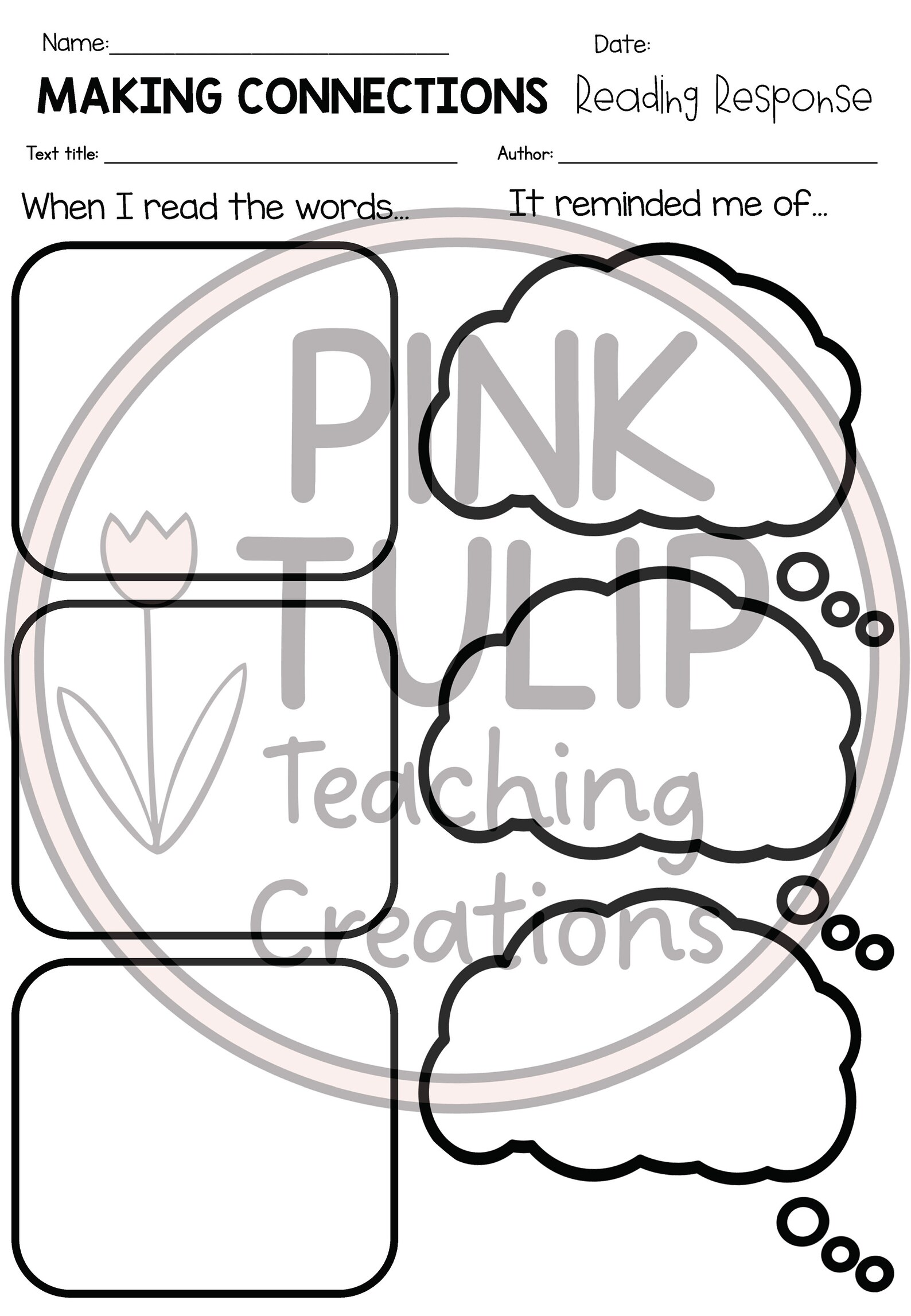 Making Connections (connecting) Reading Response Pack - Templates for ...