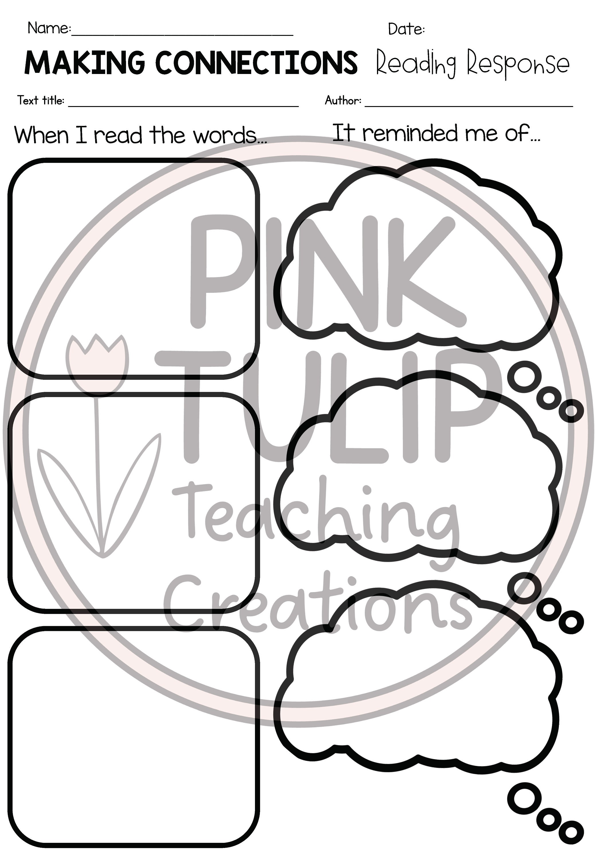 Making Connections (connecting) Reading Response Pack - Templates for ...