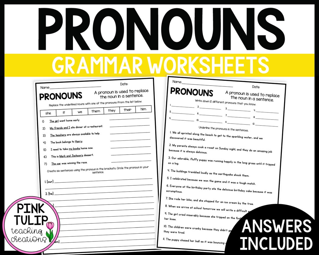 Understanding Pronouns Worksheets No Prep Printables - Etsy