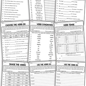 Verbs - Worksheet Pack With Answers - Etsy