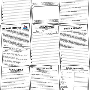 Reading and Grammar Pack - No Prep Printables - Etsy