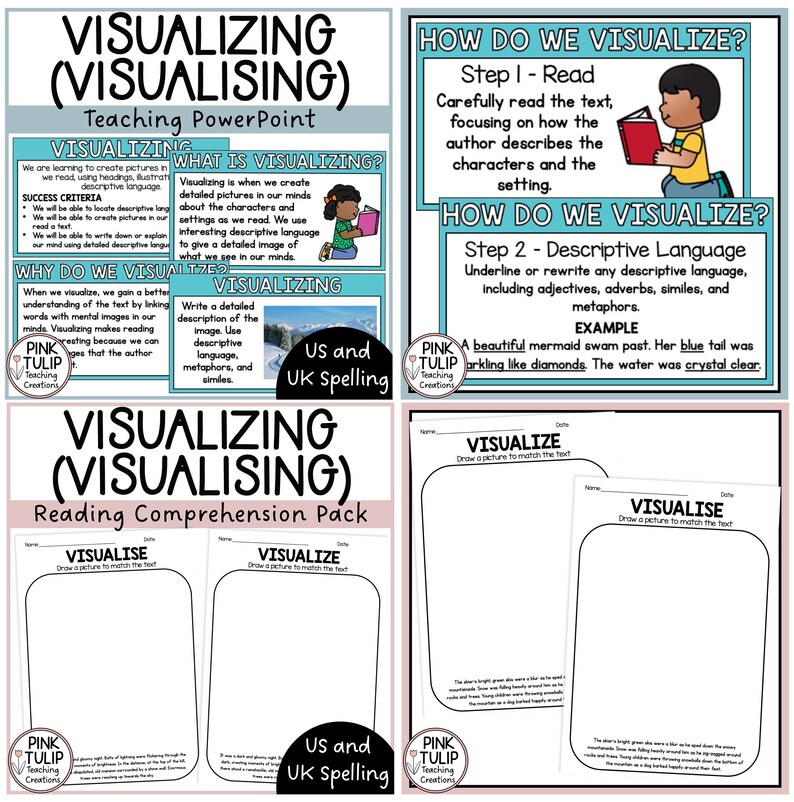 Visualizing (visualising) - Reading Comprehension Bundle - Etsy