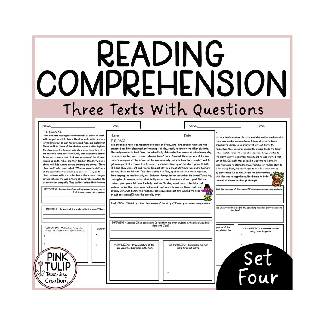 Comprehension Worksheets - Reading Strategies Set #4 - Etsy