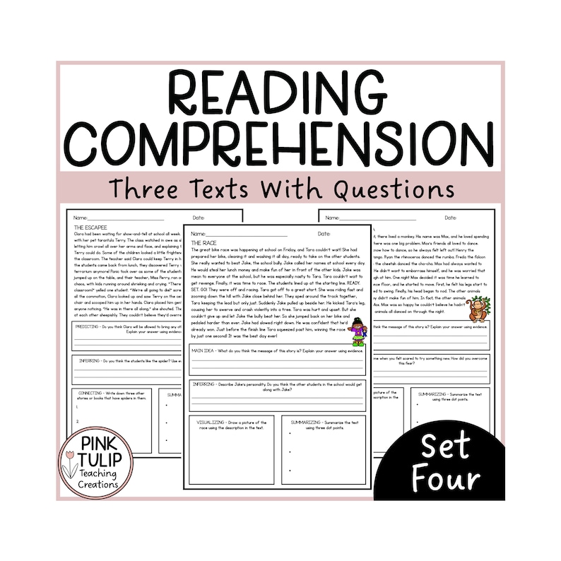 Comprehension Worksheets - Reading Strategies Set #4 - Etsy