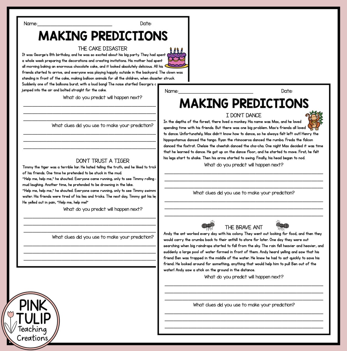 Making Predictions predicting Reading Worksheet Pack - Etsy
