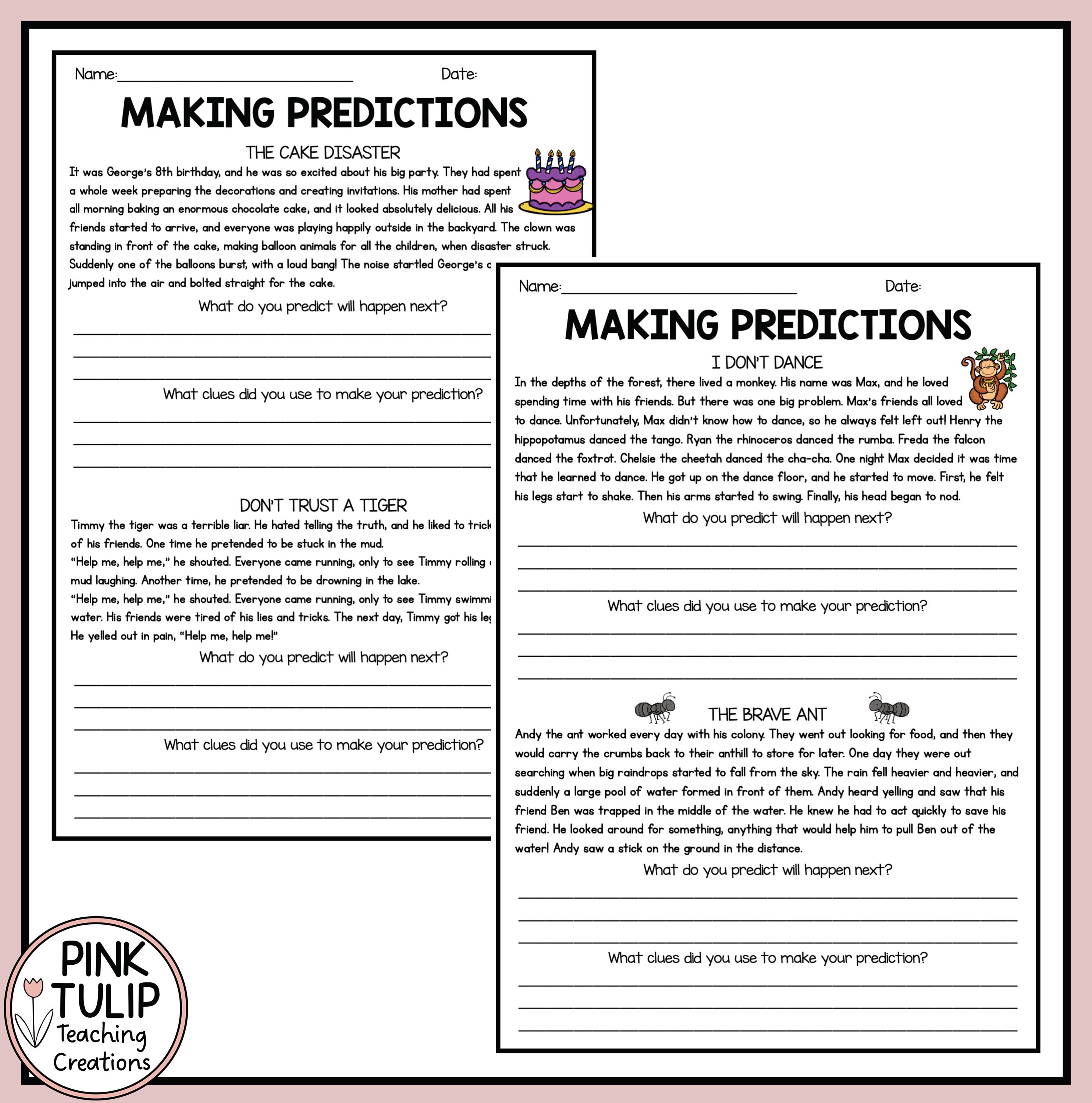 Making Predictions predicting Reading Worksheet Pack - Etsy