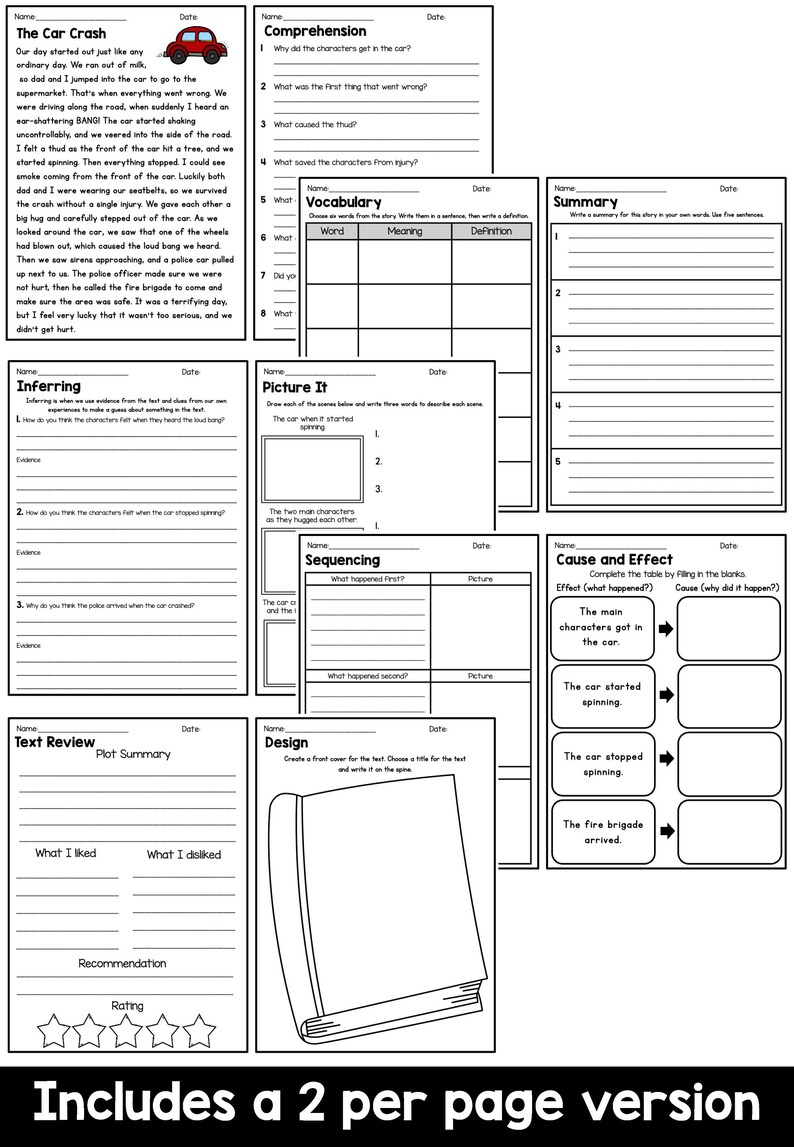 Reading Comprehension - the Car Crash - Etsy