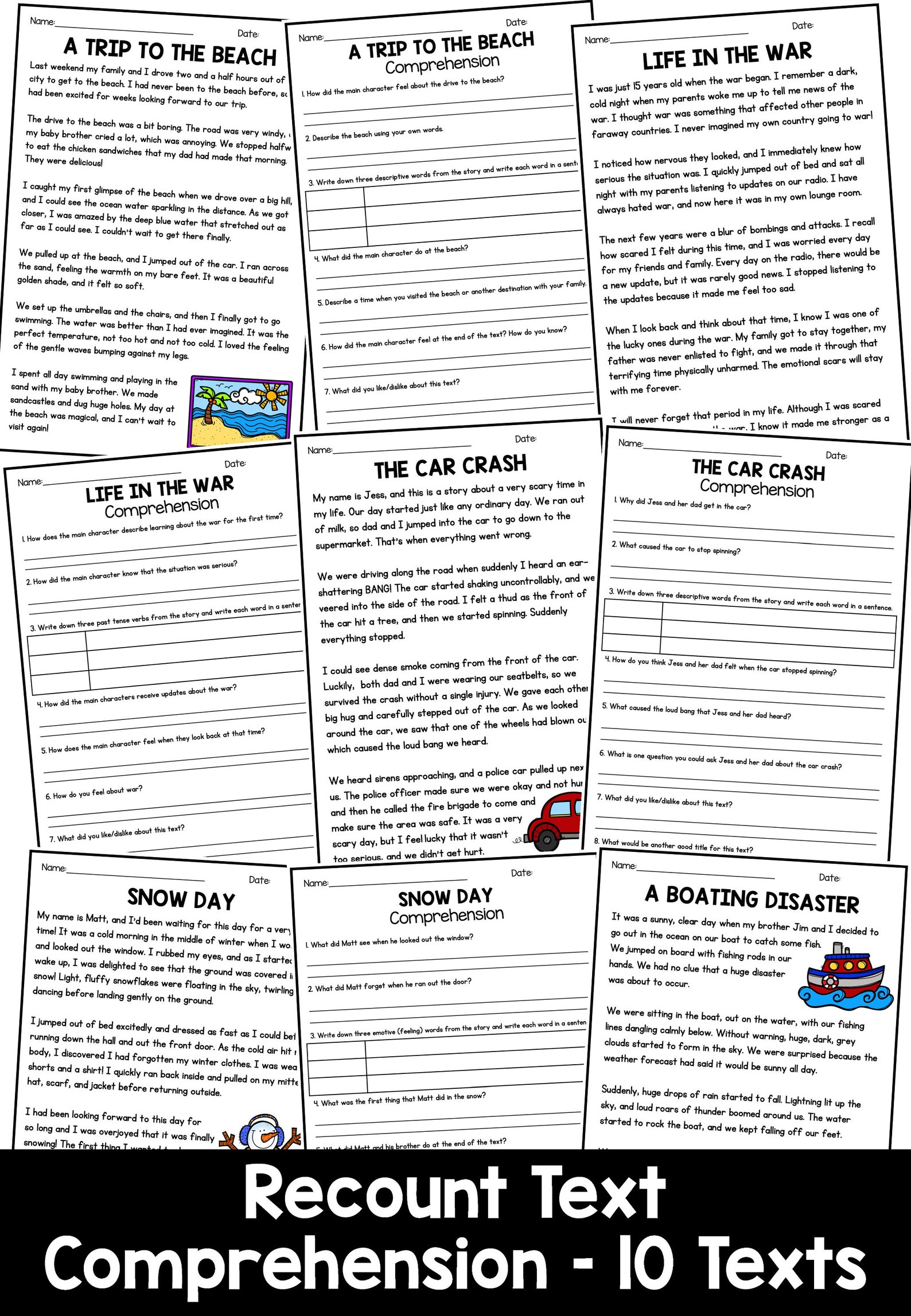 Recount Text - Reading and Writing Bundle - Etsy