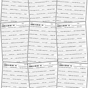 Using the Article A or an - Fill in the Blanks Worksheet Pack - Etsy