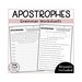 Using Apostrophes Worksheets - No Prep Printables - Etsy