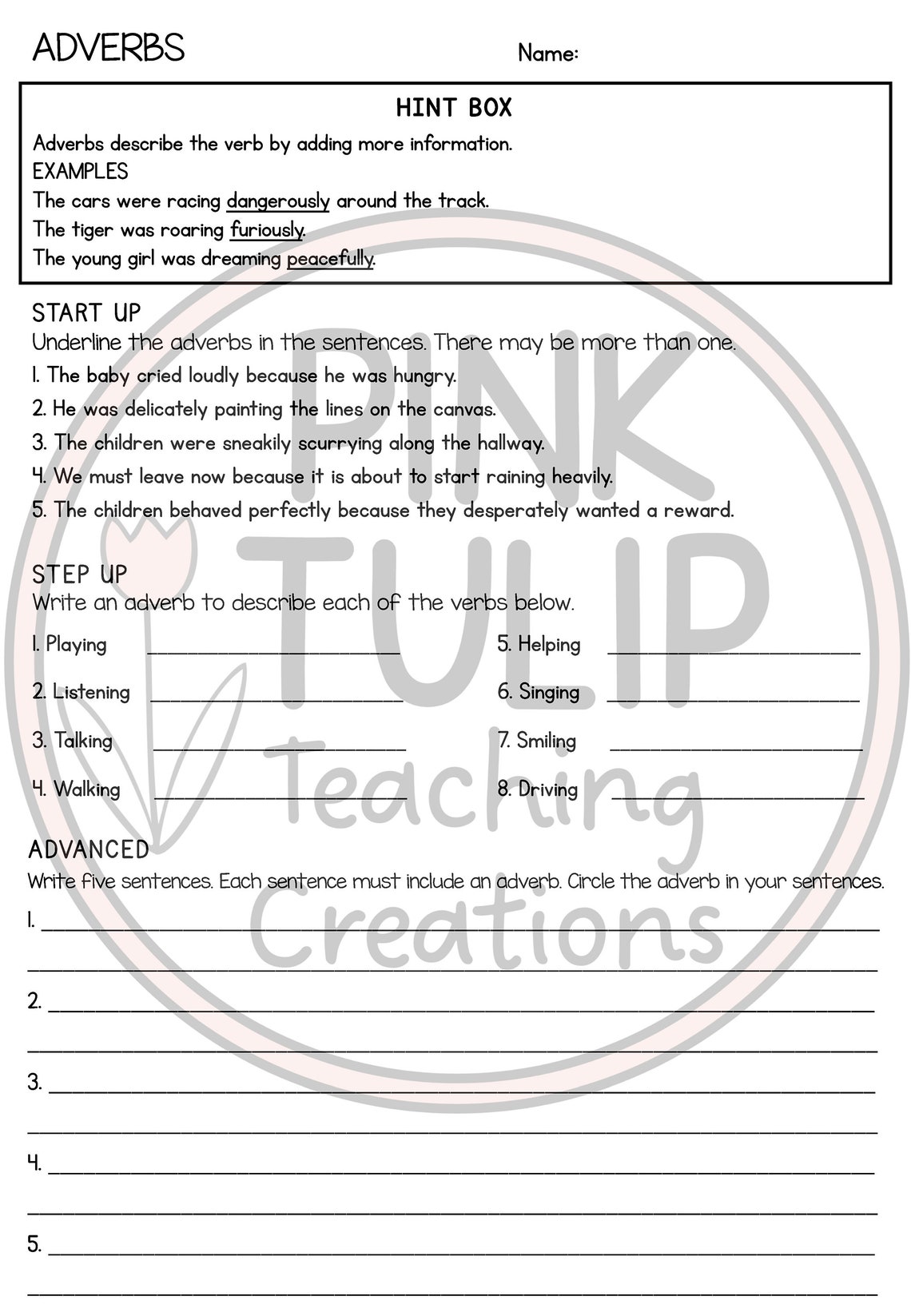 Adjectives and Adverbs - Grammar Worksheets With Answers - Etsy