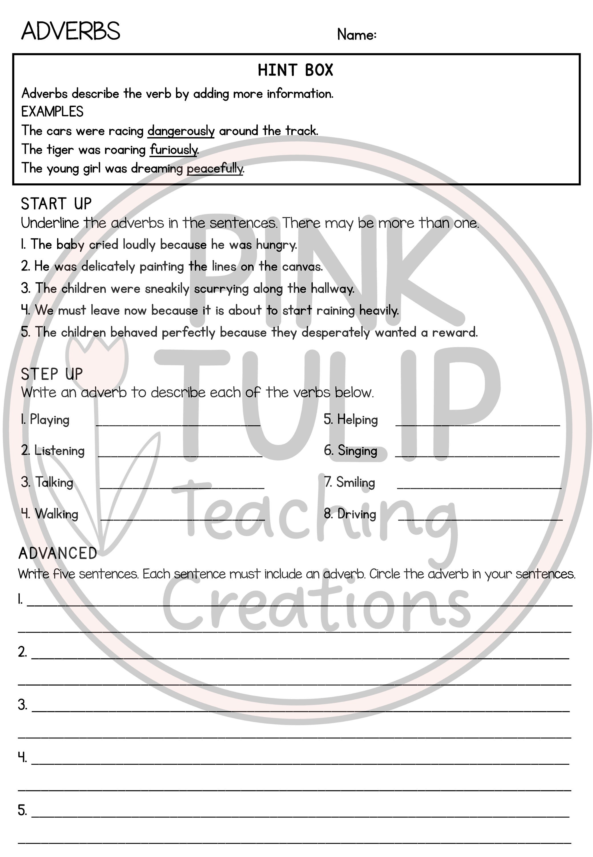Adjectives and Adverbs - Grammar Worksheets With Answers - Etsy