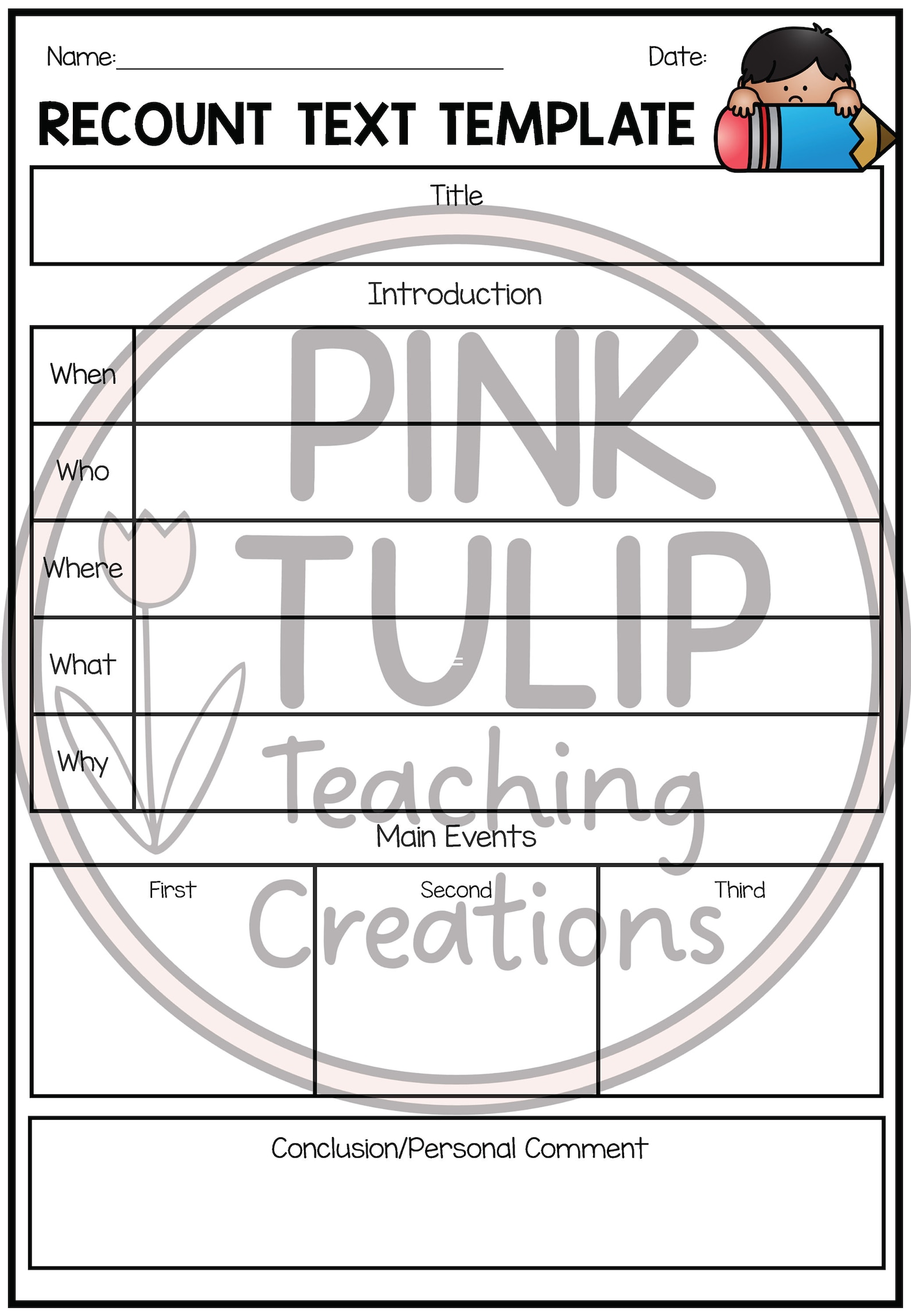 Recount Text Writing Worksheet Pack - No Prep Lesson Ideas - Etsy
