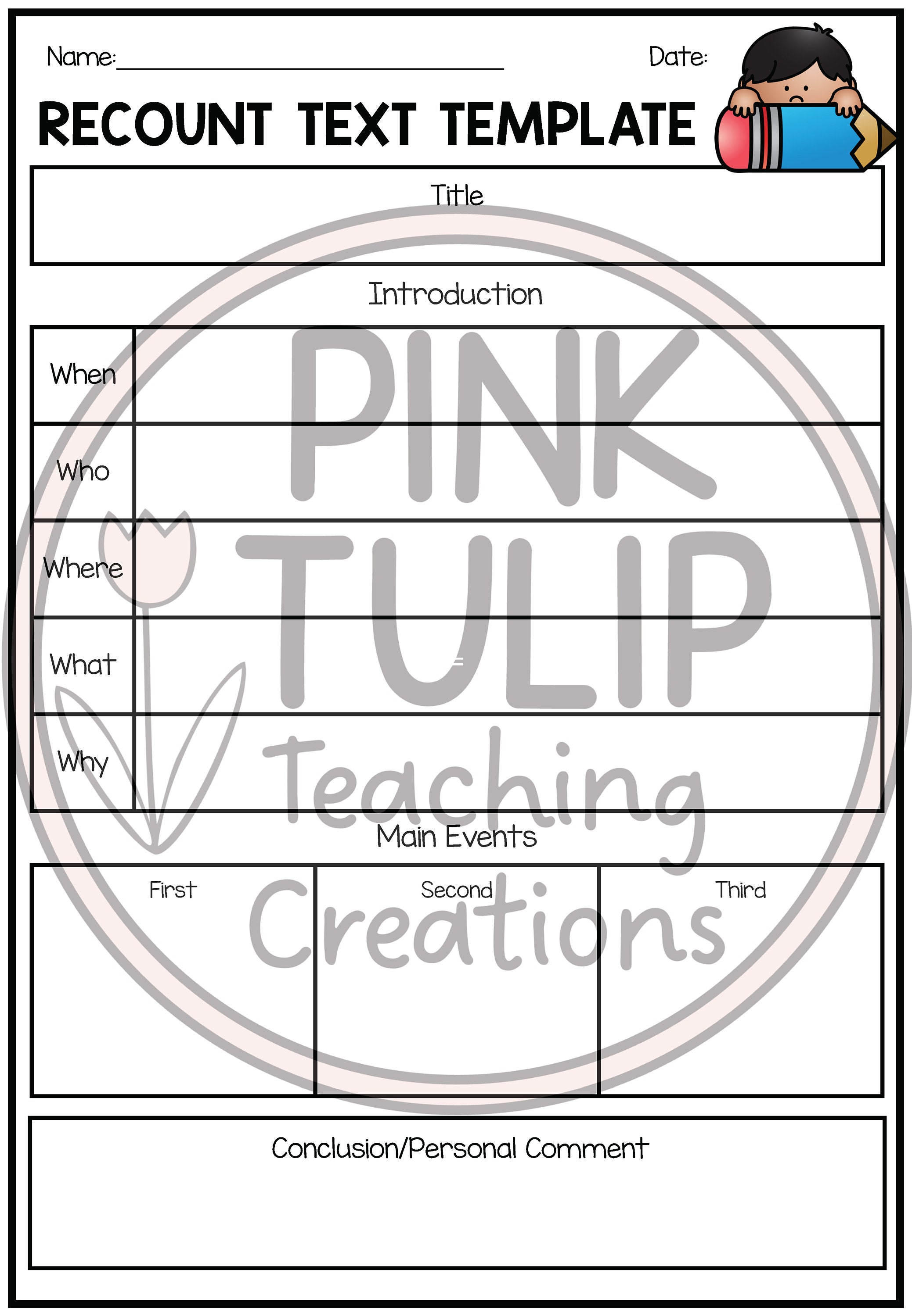 Recount Text Writing Worksheet Pack No Prep Lesson Ideas - Etsy