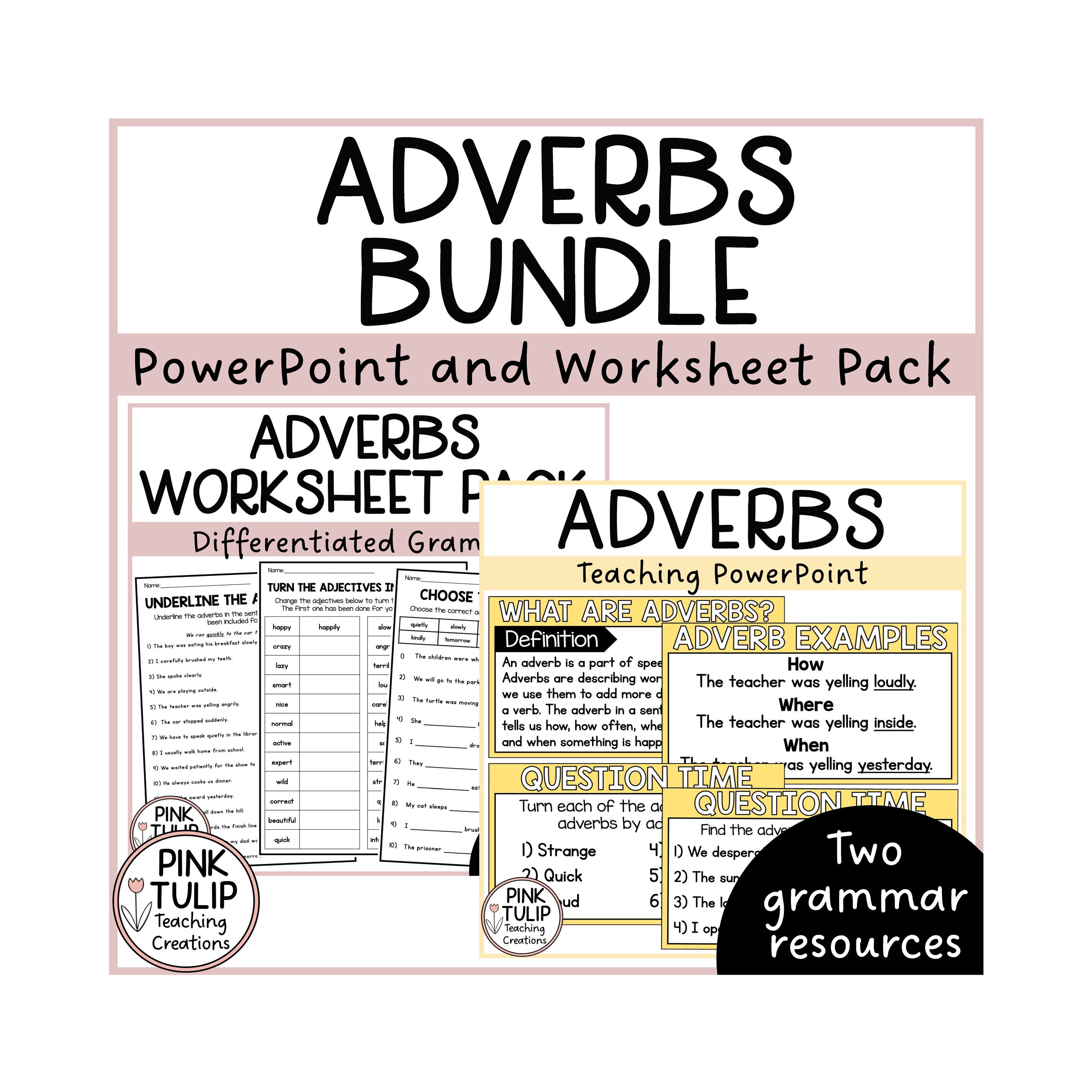 Adverbs Bundle - Worksheet Pack and Guided Teaching Powerpoint - Etsy