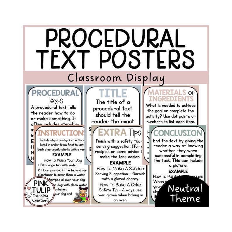 Procedural Text Posters - Earth Tones Classroom Decor - Etsy