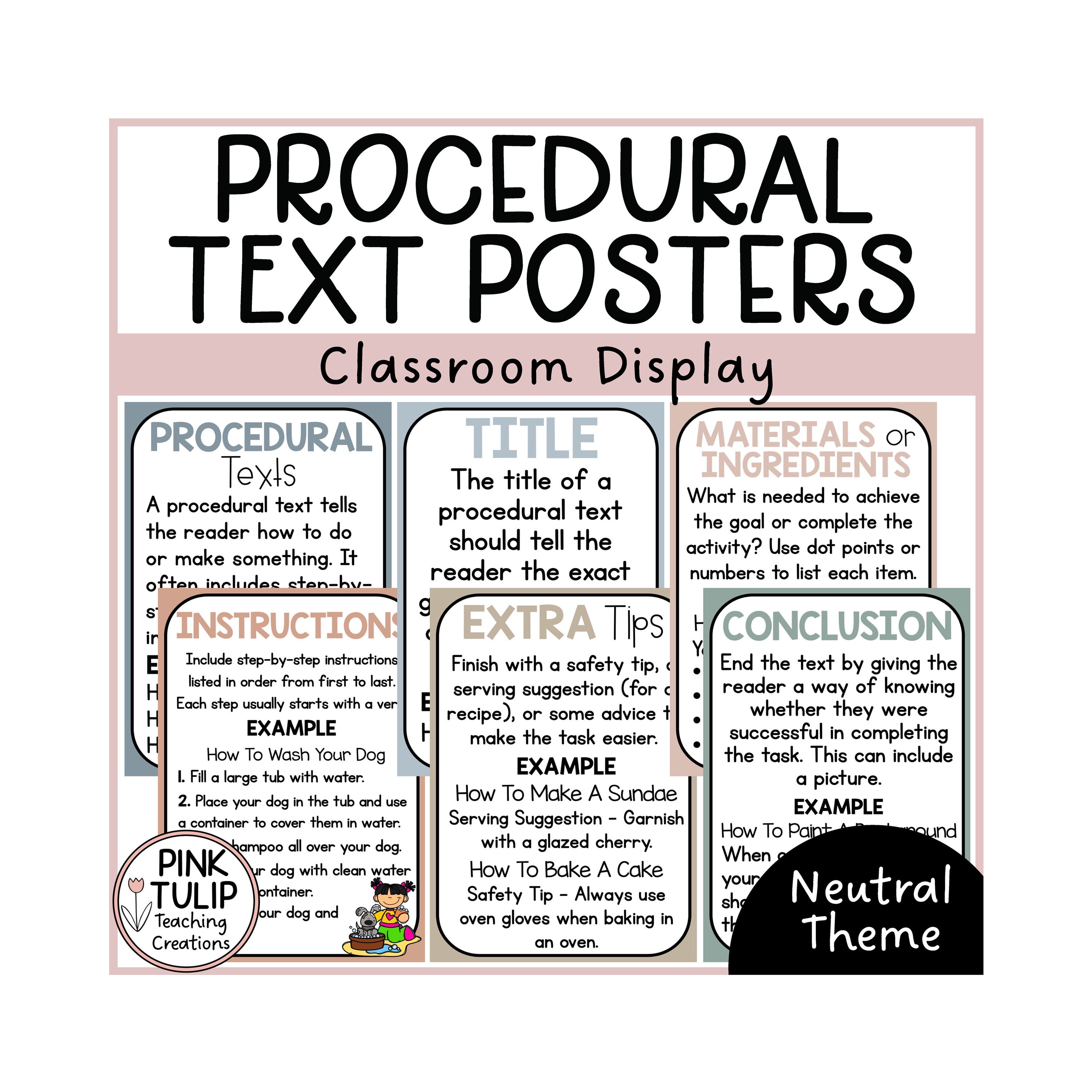 Procedural Text Posters - Earth Tones Classroom Decor - Etsy