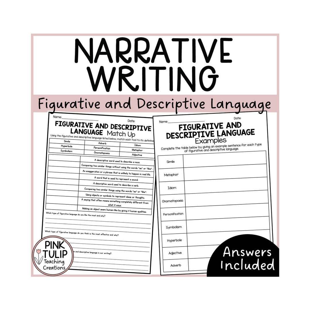 Figurative and Descriptive Language - Narrative Writing Worksheets - Etsy