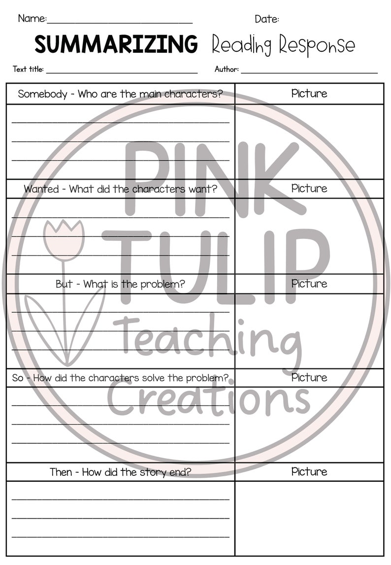 Summarizing (summarising) Reading Response Pack - Templates for Any ...