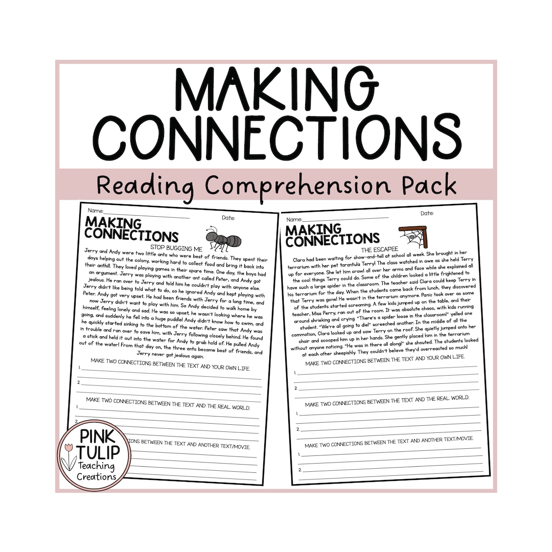 Making Connections (connecting) - Reading Worksheet Pack - Etsy