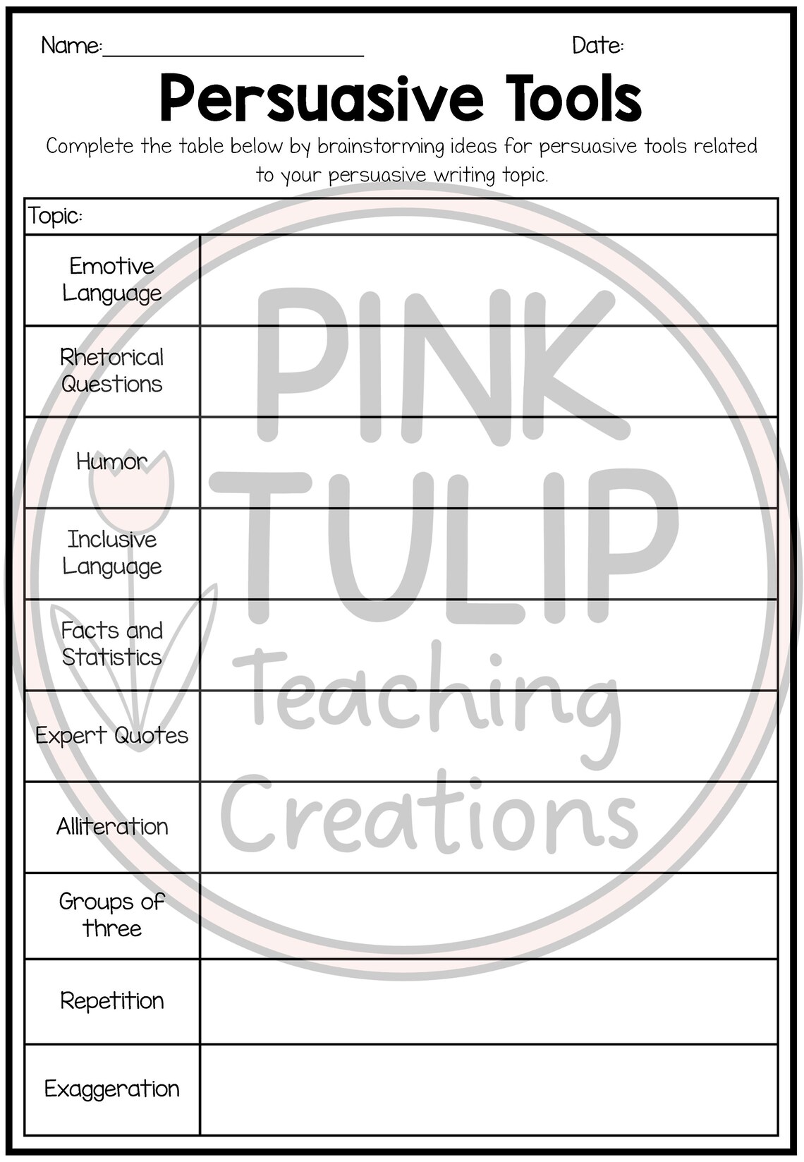 Persuasive Tools - Persuasive Writing Worksheets - Etsy