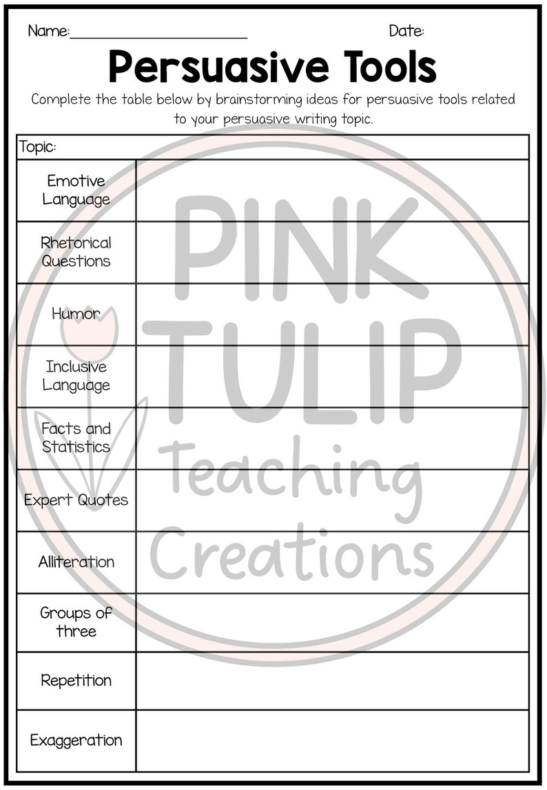 Persuasive Tools - Persuasive Writing Worksheets - Etsy
