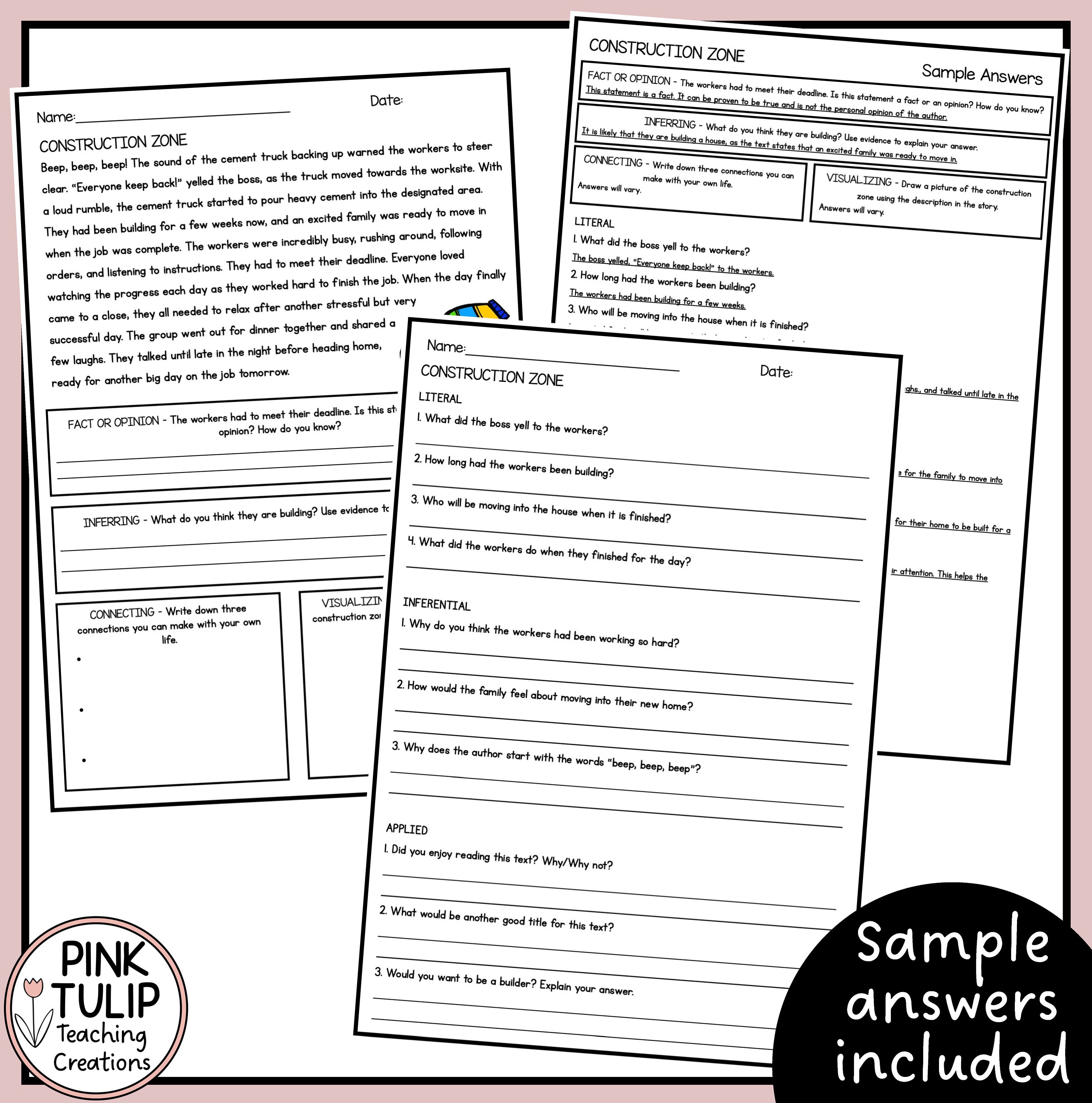Comprehension Worksheets - Reading Strategies Set #8 - Etsy