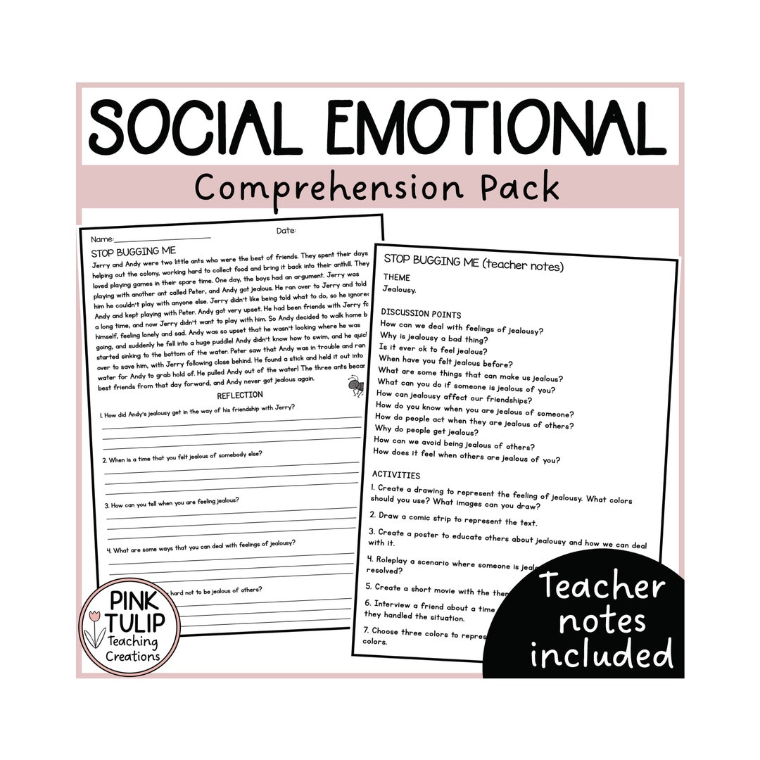 Social Emotional Comprehension Passages - With Reflection Questions - Etsy