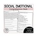 Social Emotional Comprehension Passages - With Reflection Questions - Etsy