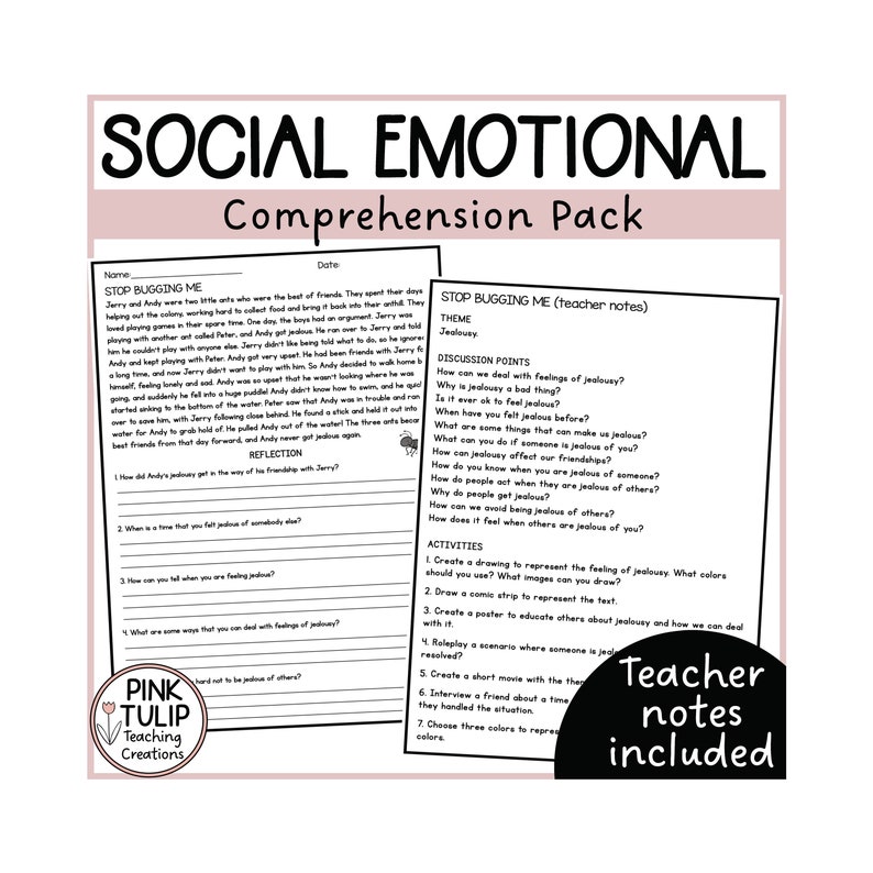 Social Emotional Comprehension Passages - With Reflection Questions - Etsy