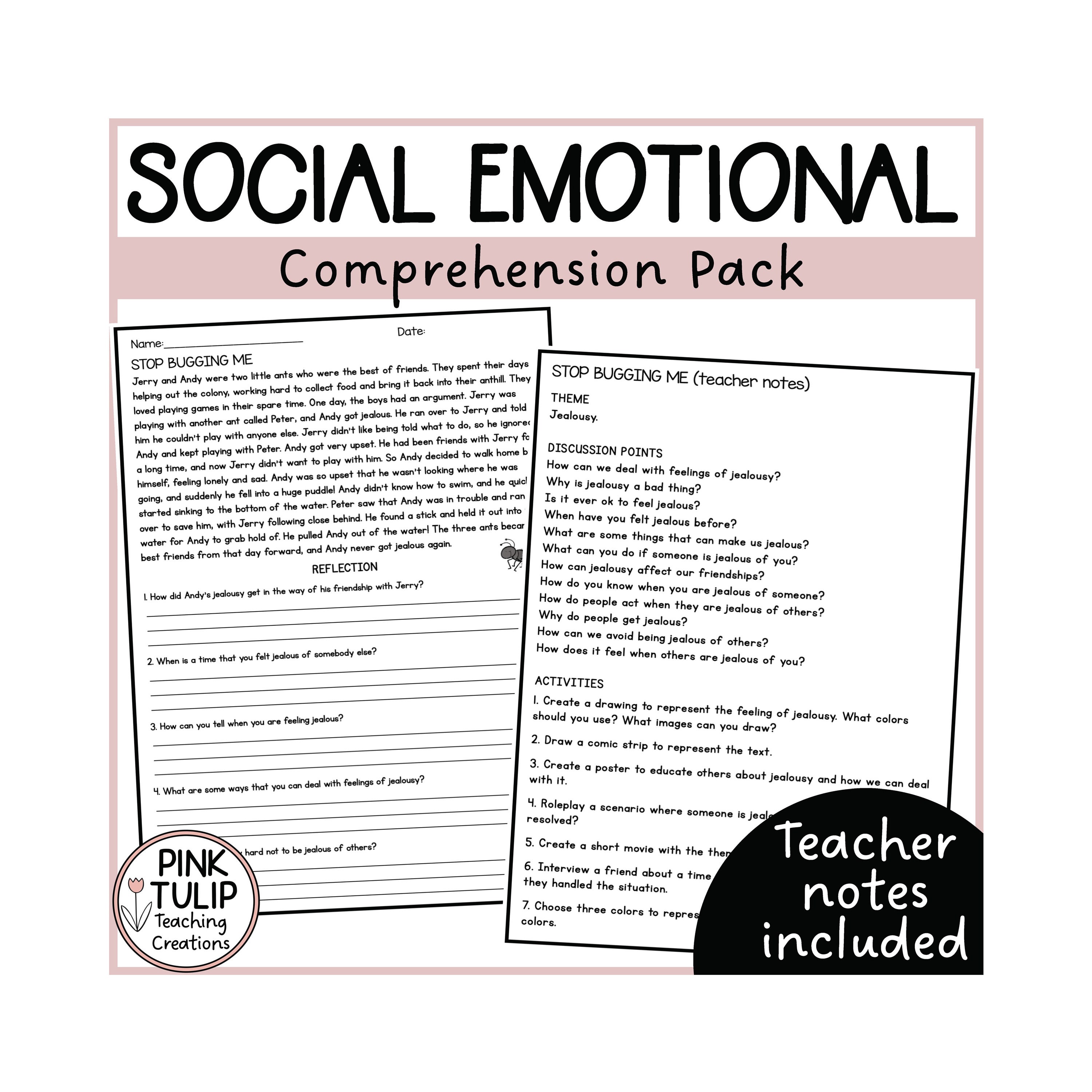 Social Emotional Comprehension Passages With Reflection Questions - Etsy