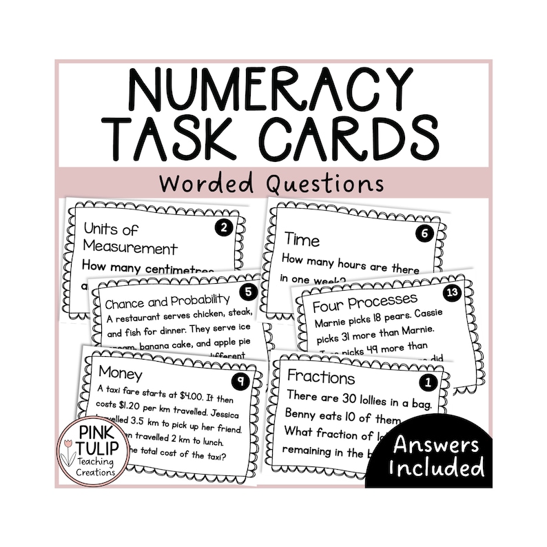 Maths Problem Solving Worded Question Task Cards - Etsy