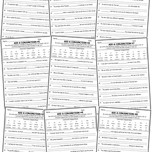 Add A Conjunction to the Sentences - Fill in the Blanks Worksheet Pack ...