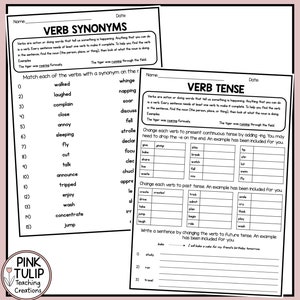 Verbs - Worksheet Pack With Answers - Etsy