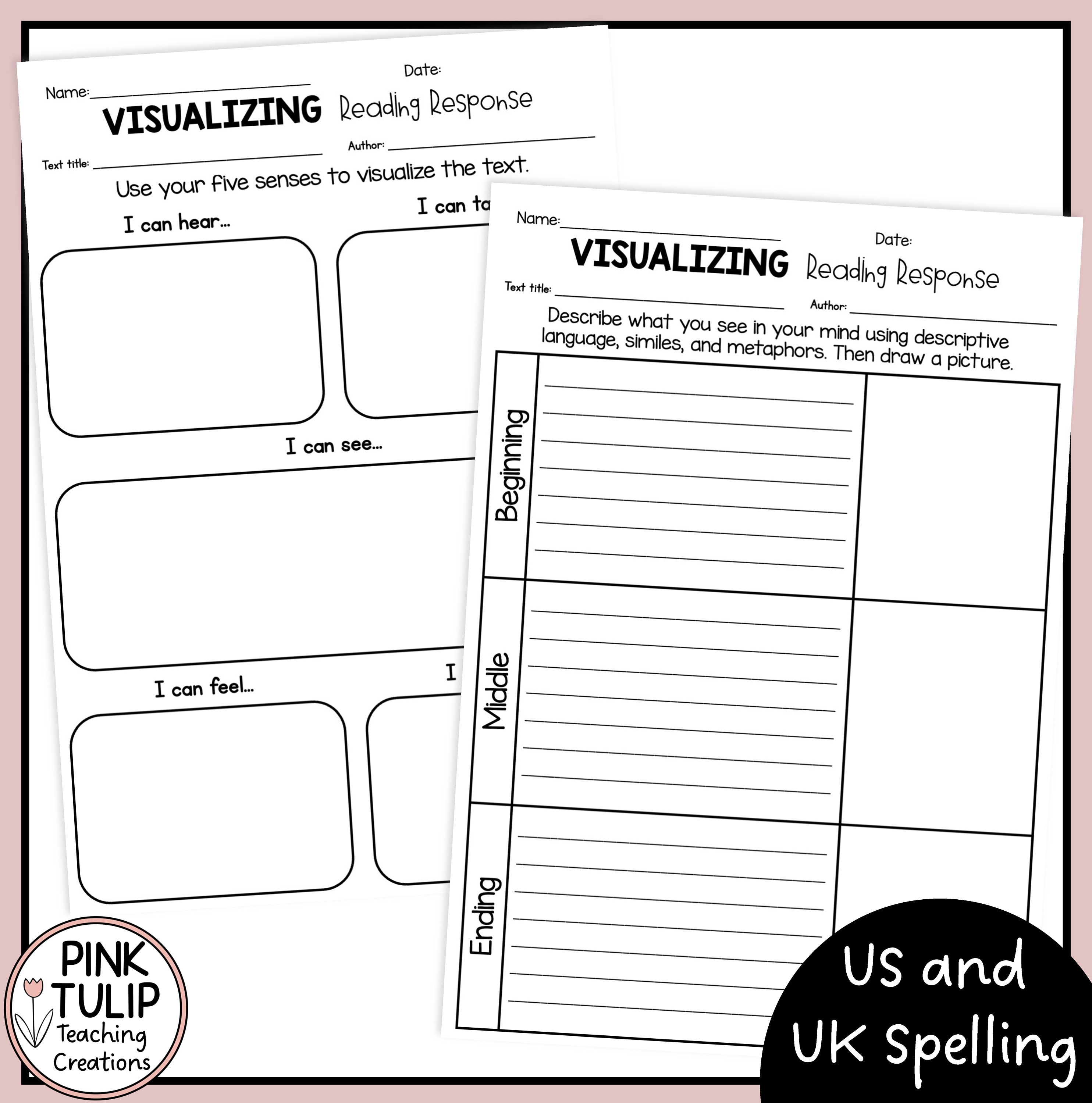 Visualizing (visualising) Reading Response Pack - Templates for Any ...