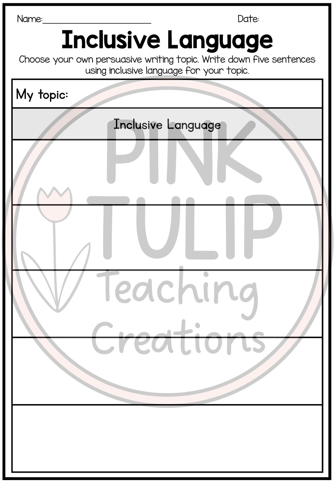 Inclusive Language - Persuasive Writing Worksheets - Etsy