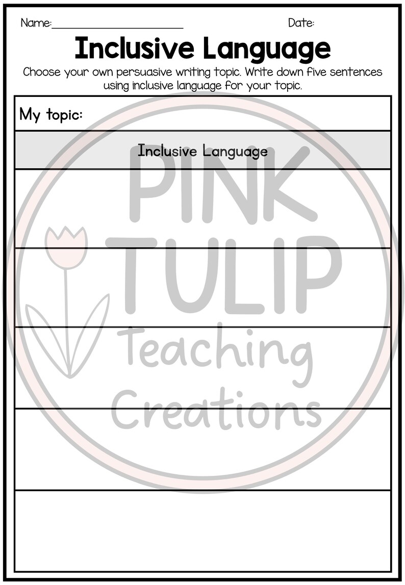 Inclusive Language - Persuasive Writing Worksheets - Etsy