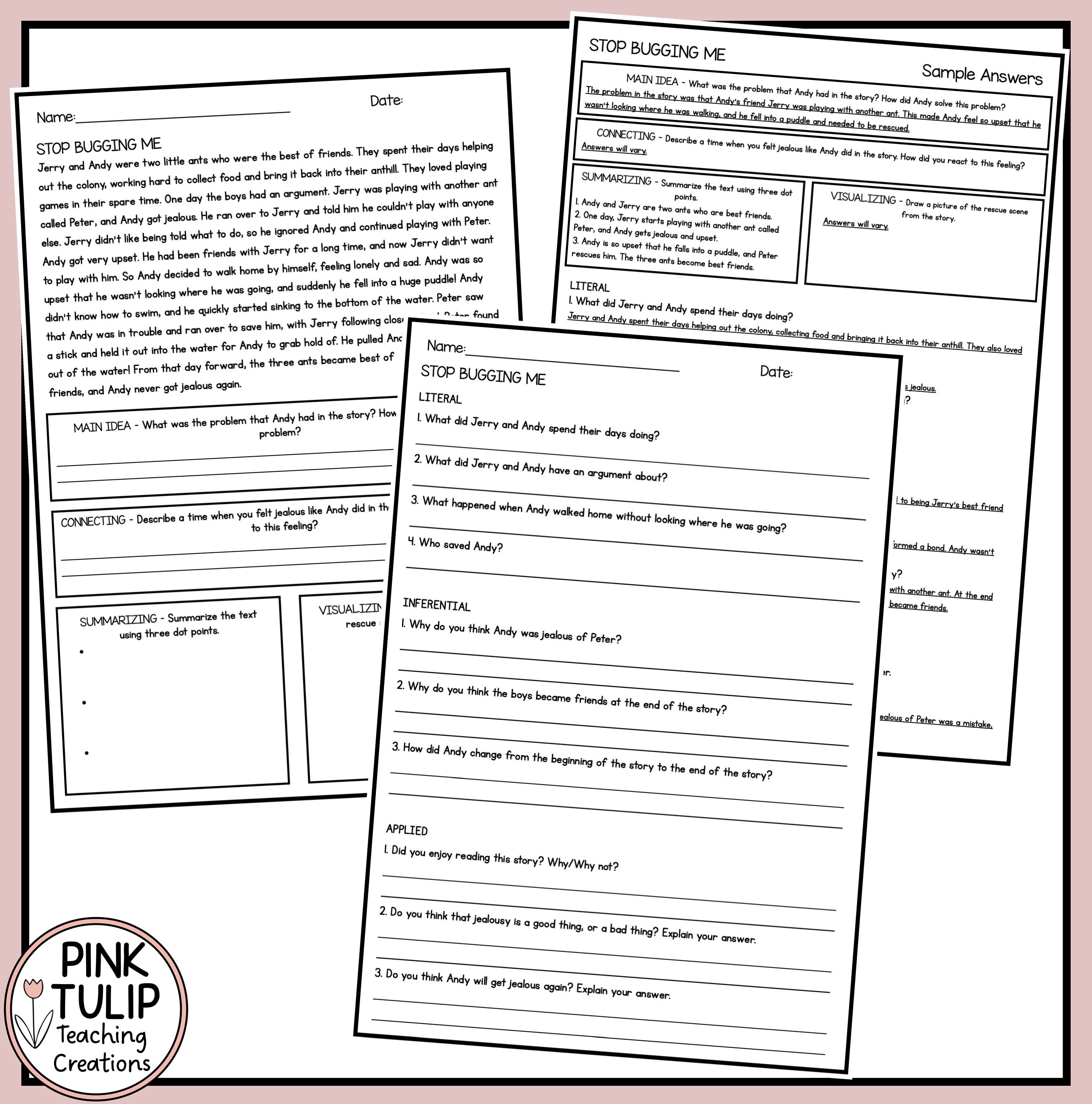 Comprehension Worksheets - Reading Strategies Set #3 - Etsy
