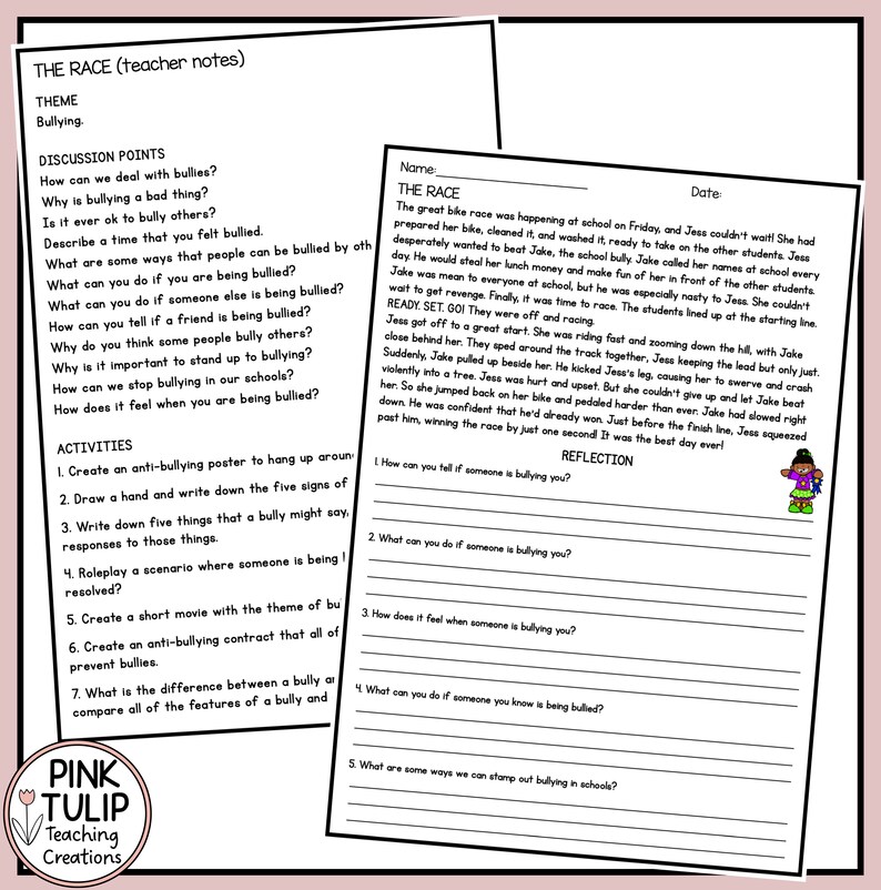 Social Emotional Comprehension Passages - With Reflection Questions - Etsy