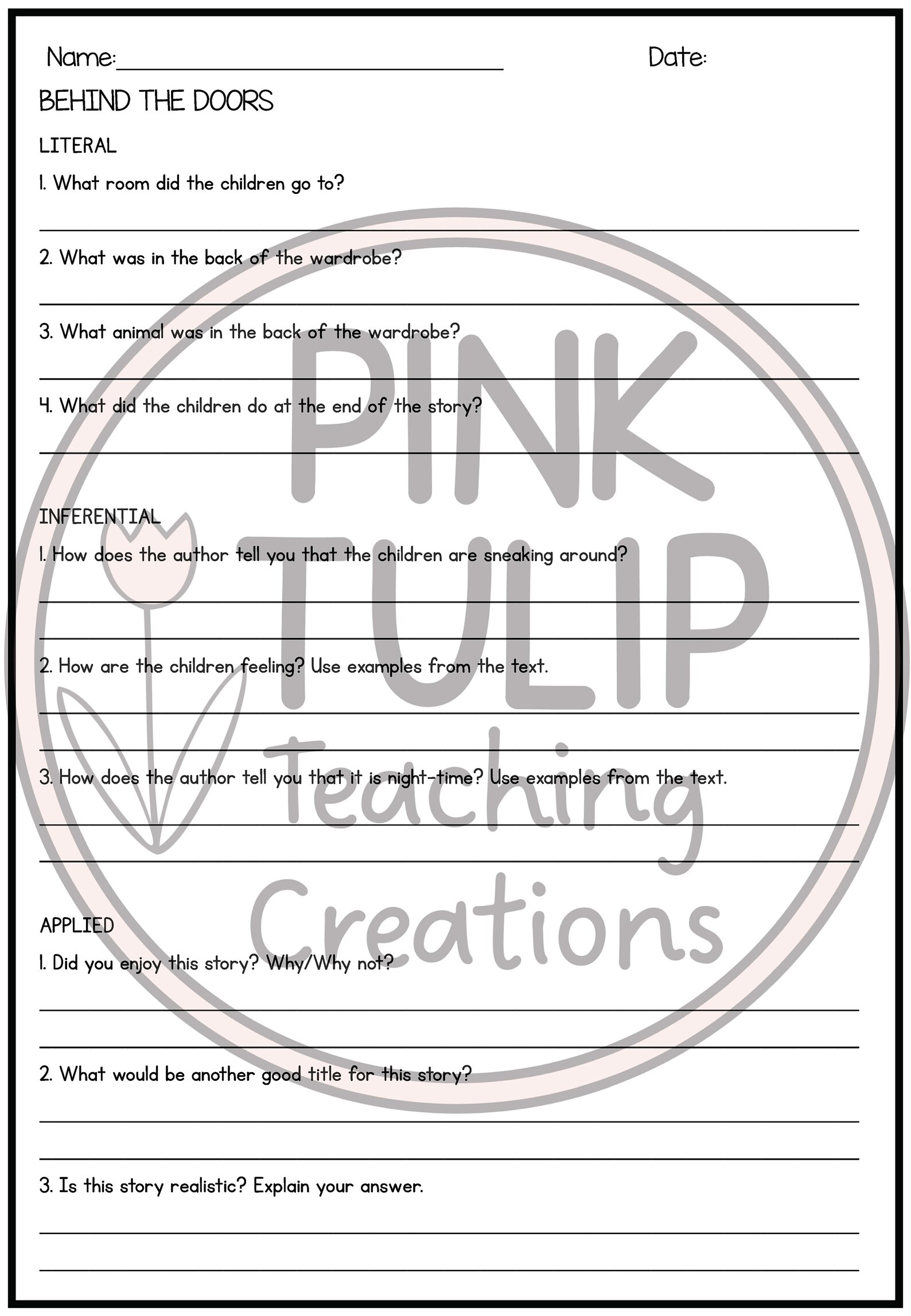 Comprehension Worksheets - Reading Strategies Set #8 - Etsy
