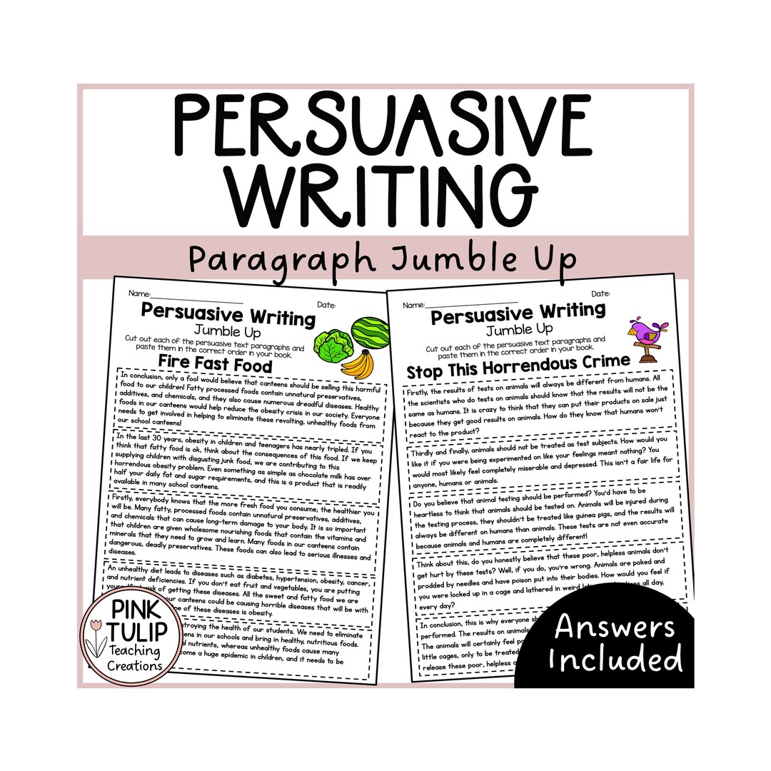 Persuasive Writing - Paragraph Jumble Up - Etsy