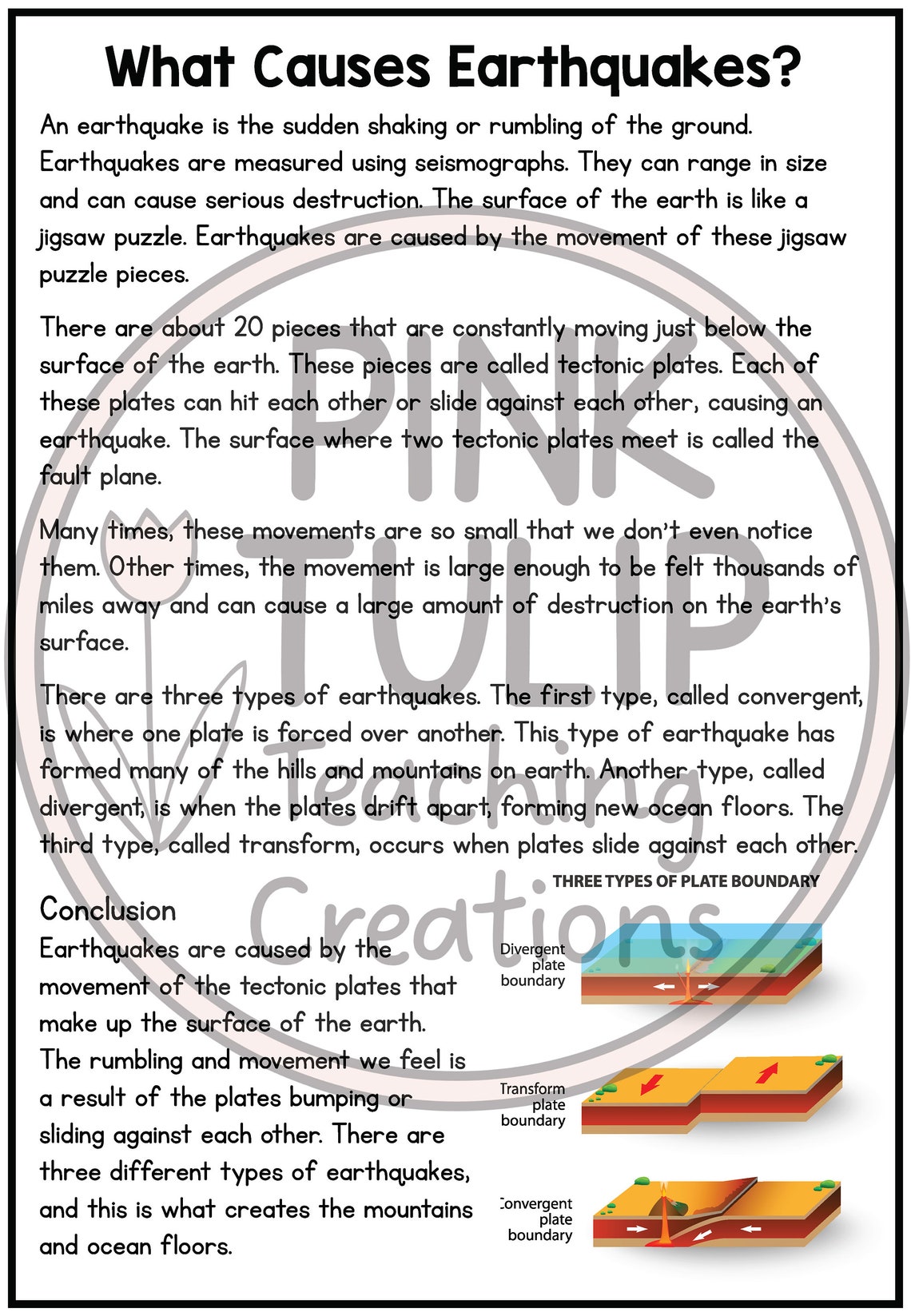 Explanation Text - What Causes Earthquakes? - Etsy